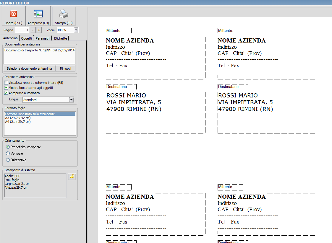 Creazione di report etichette (stampa multipla su singolo foglio ...