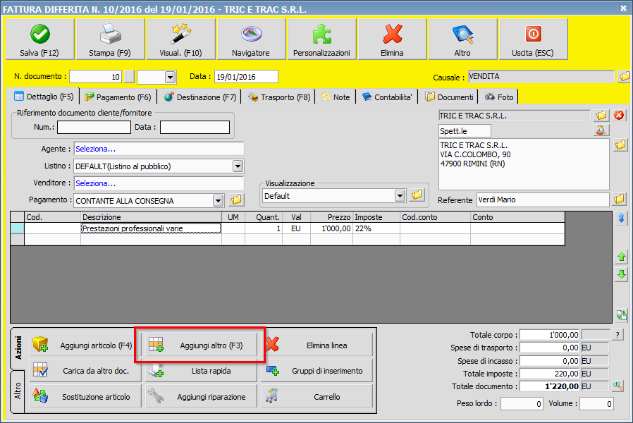 Creazione di una fattura con ritenuta d'acconto - Ready Pro - Manuale ...