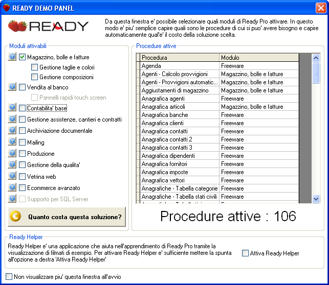 Moduli di Ready Pro - Ready Pro - Manuale utente