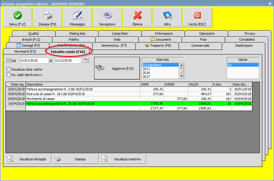 Estratto conto - Ready Pro - Manuale utente