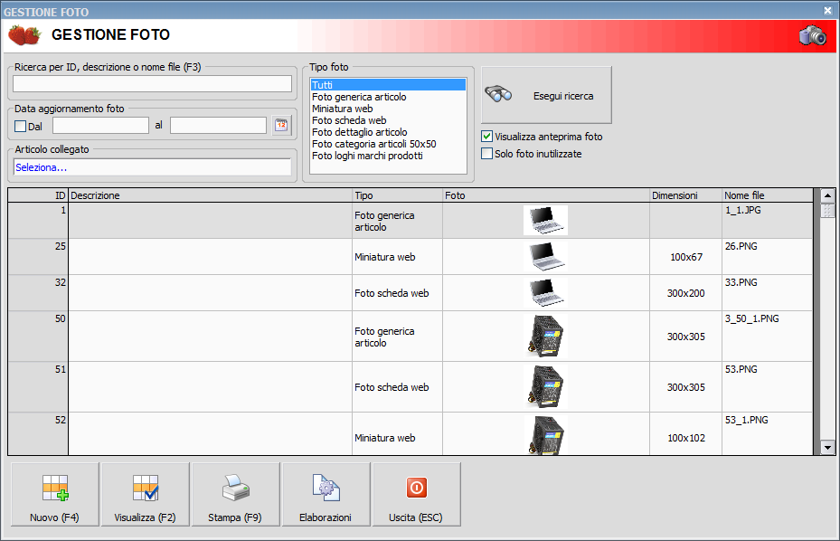 Gestione foto - Ready Pro - Manuale utente