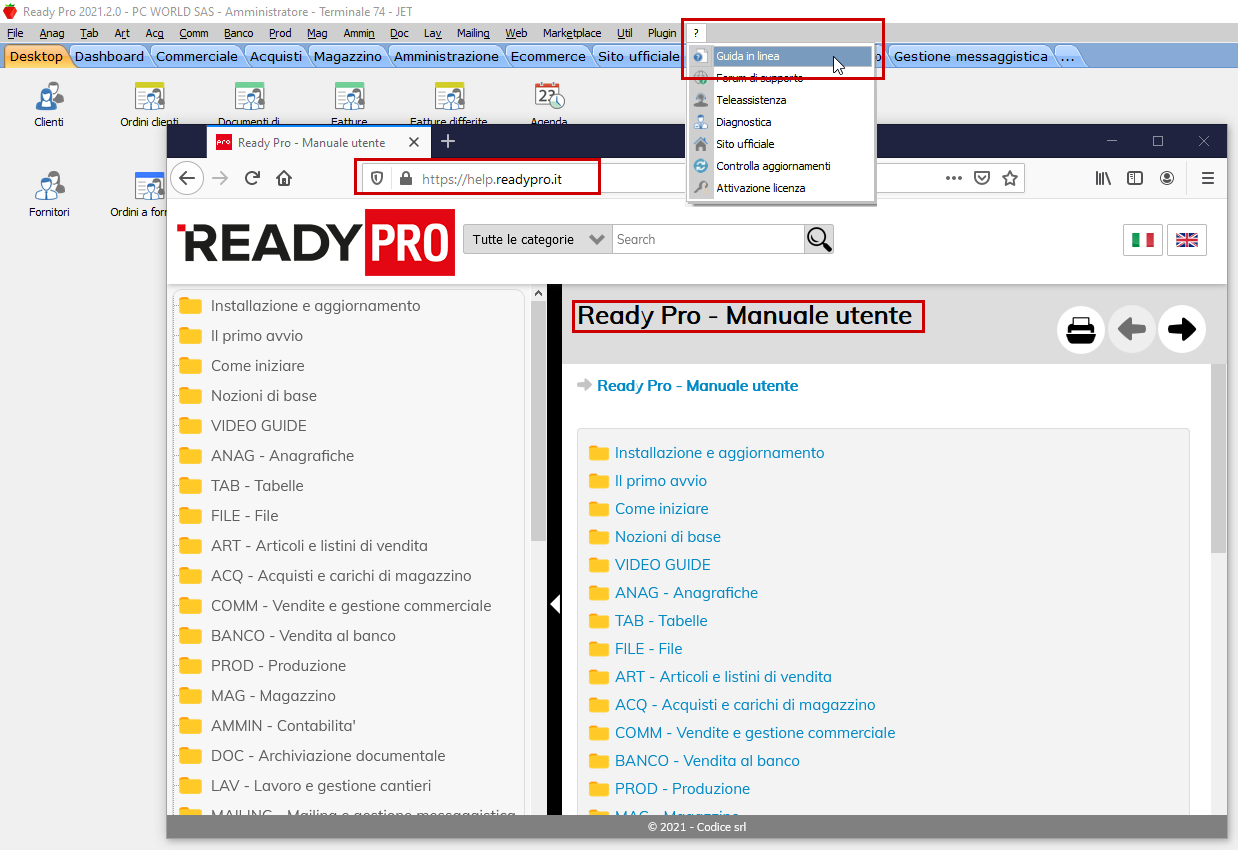 Guida in linea di Ready - Ready Pro - Manuale utente