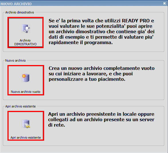 Il primo avvio - Ready Pro - Manuale utente