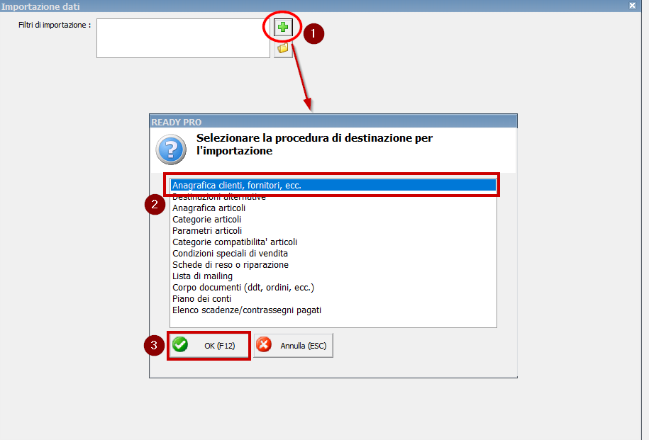 Importazione da file di testo delimitato - Ready Pro - Manuale utente