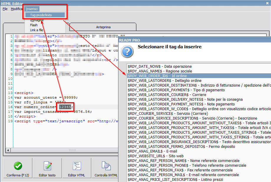 Inserire uno script nella pagina di conferma ordine - Ready Pro ...