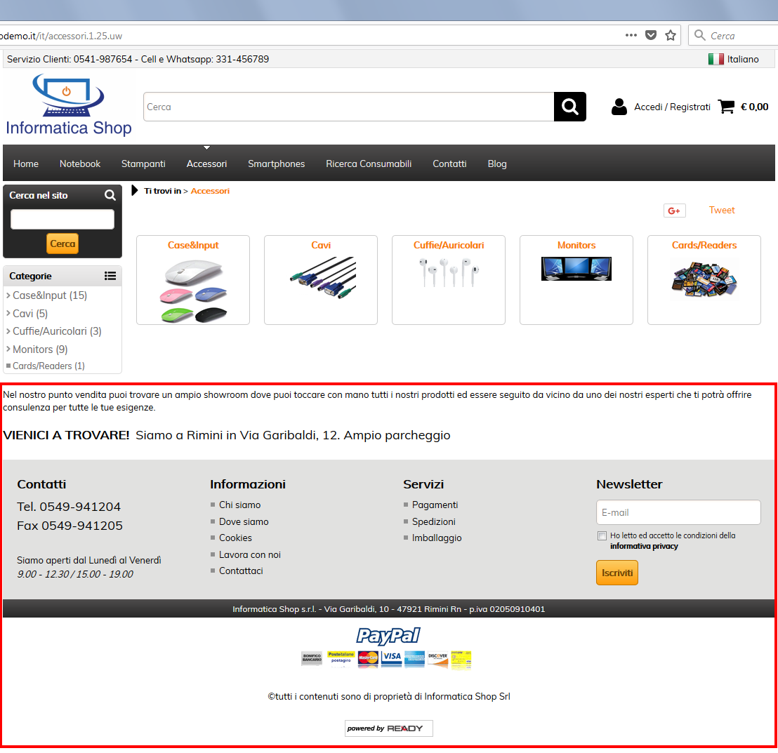 Pie' di pagina (footer) - Ready Pro - Manuale utente