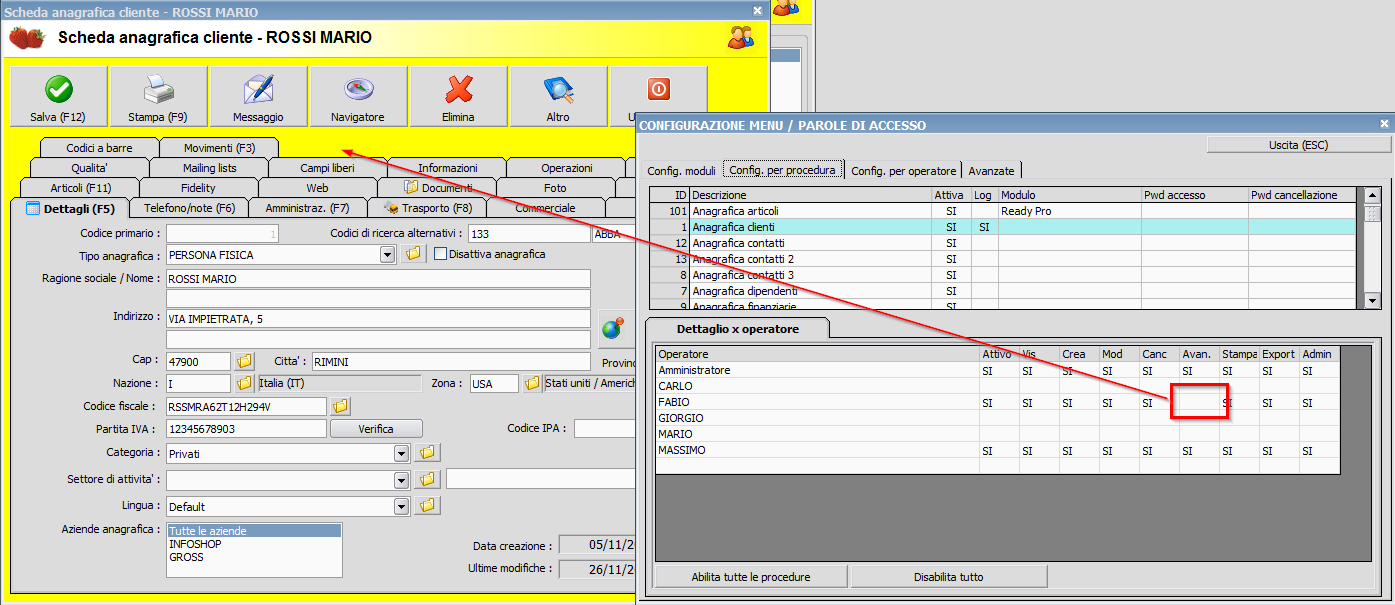 Nascondere la sezione ESTRATTO CONTO dall'anagrafica clienti/fornitori ...