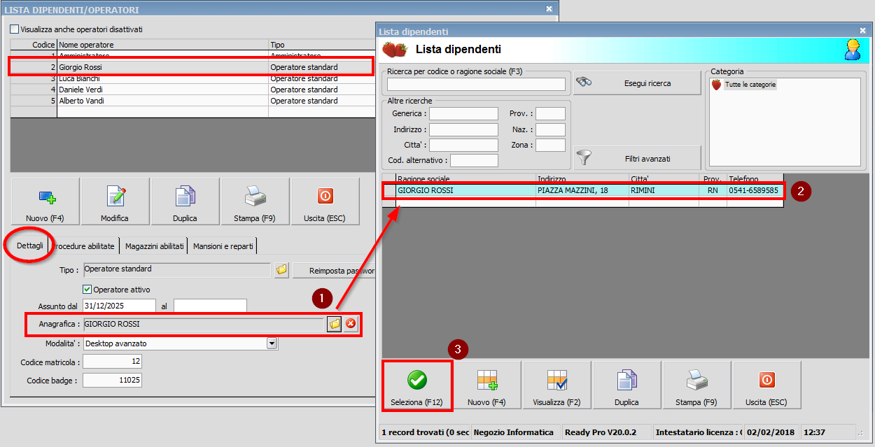 Operatori - Dettagli - Ready Pro - Manuale utente
