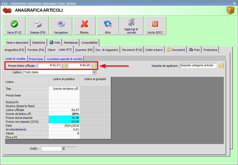 Prezzo di listino ufficiale - Ready Pro - Manuale utente