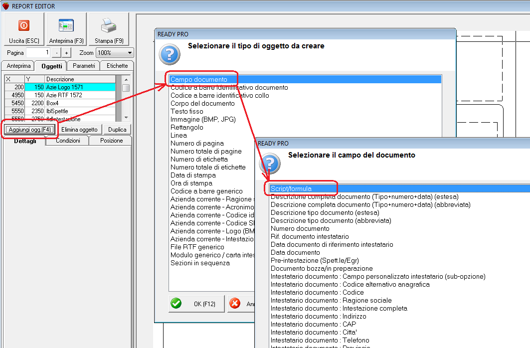 Inserire un campo script/formula su un modulo di stampa - Ready Pro ...