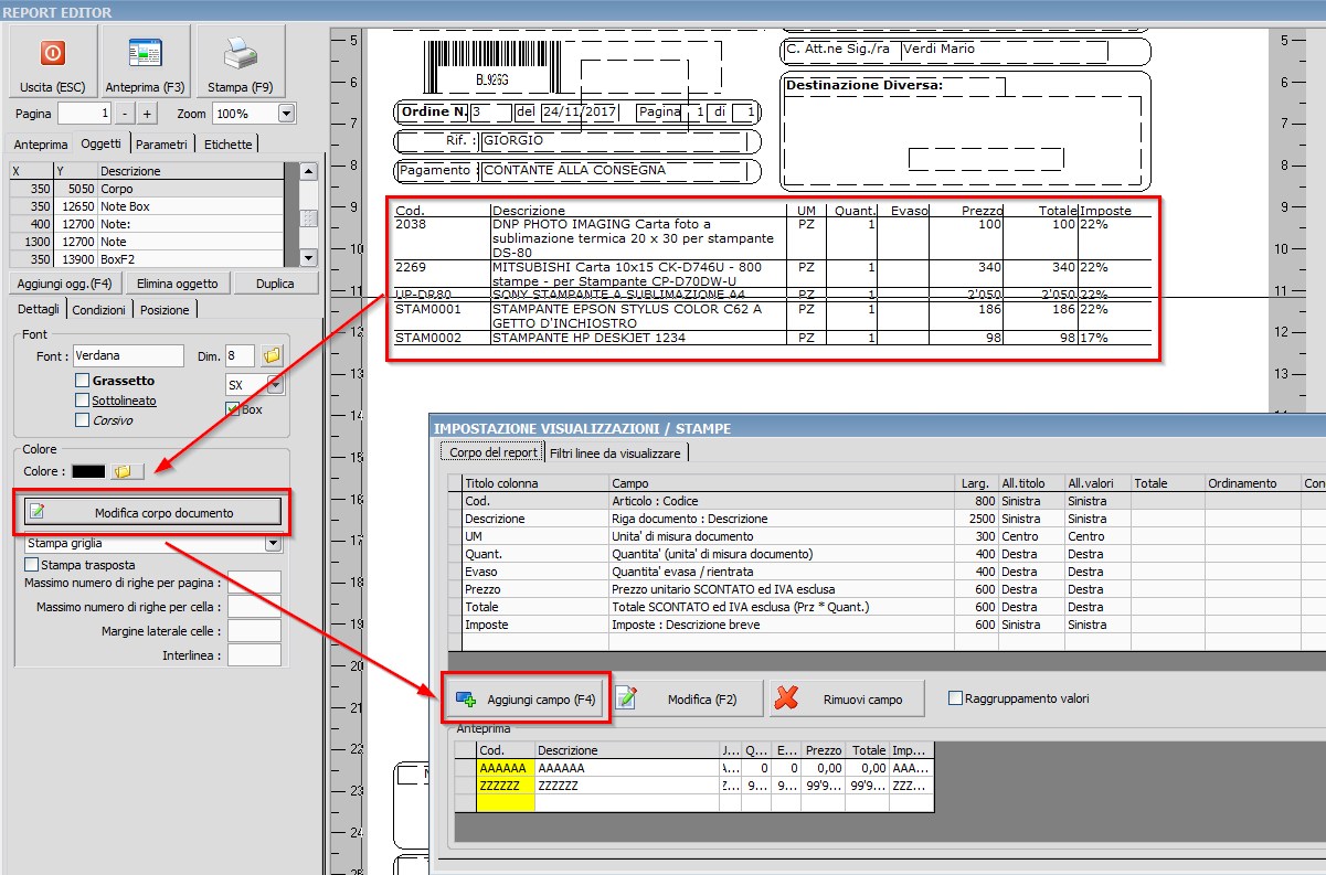 Stampare un codice a barre per ogni articolo all'interno di un ...