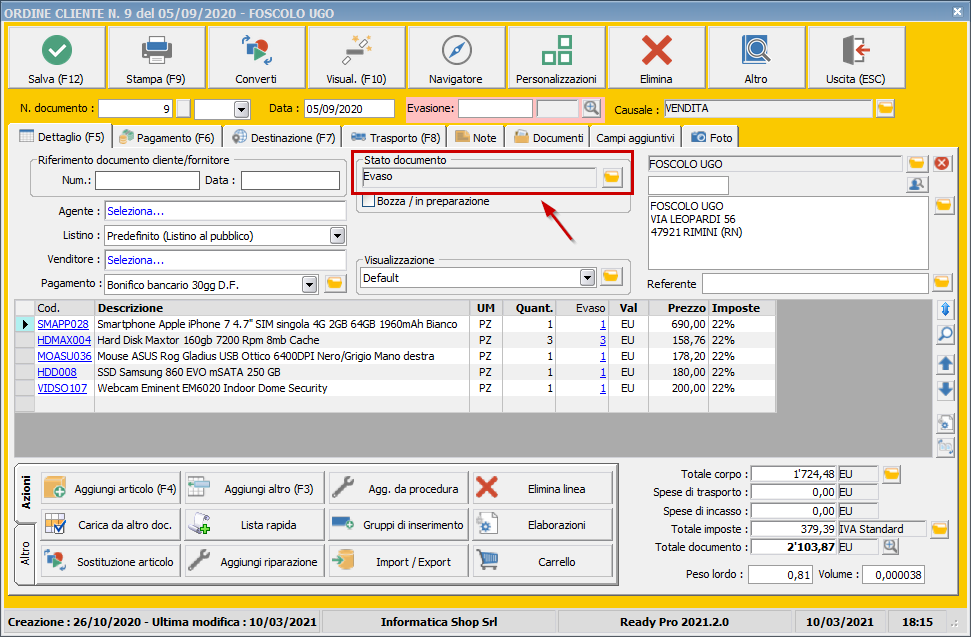Stati dei documenti - Ready Pro - Manuale utente