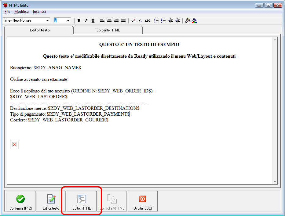 Inserire uno script nella pagina di conferma ordine - Ready Pro ...