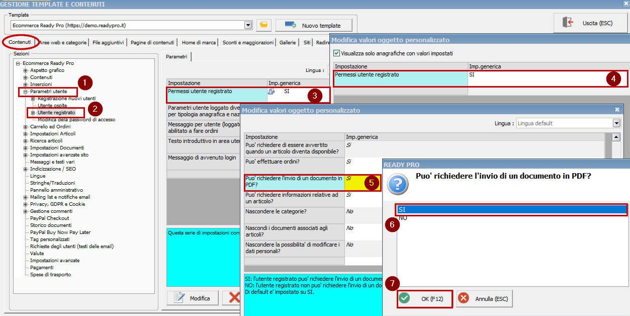 Abilita / Disabilita pulsante Richiedi il PDF - Ready Pro - Manuale utente