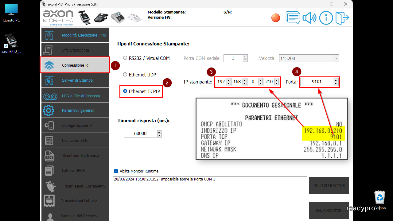 Axon Micrelec Dado RT30 (modalità RT) - Installazione - Ready Pro - Manuale utente