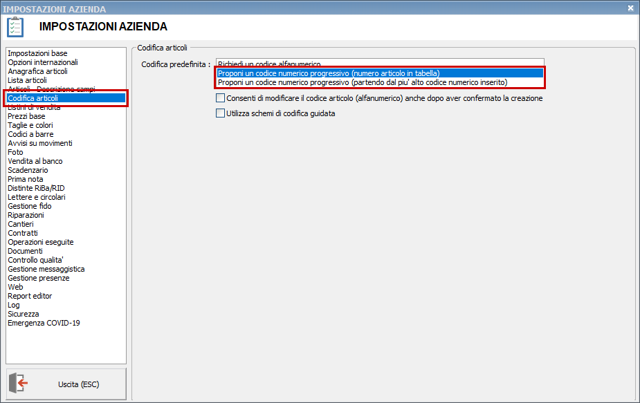 Codifica articoli - Ready Pro - Manuale utente