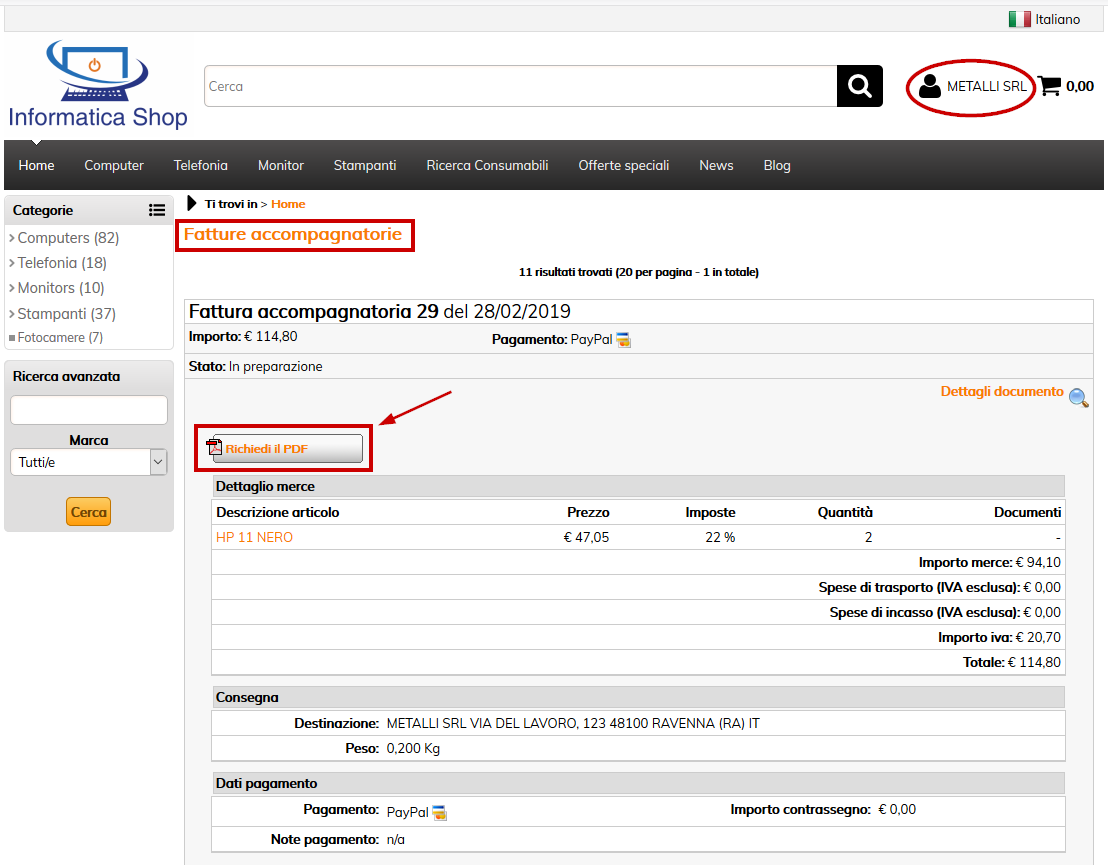 Configurazione testo email invio file PDF del documento - Ready Pro ...