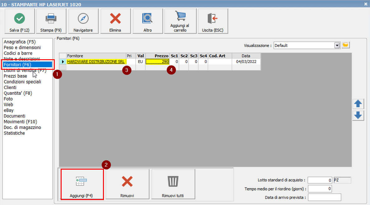 Creare una nuova anagrafica articolo - Ready Pro - Manuale utente