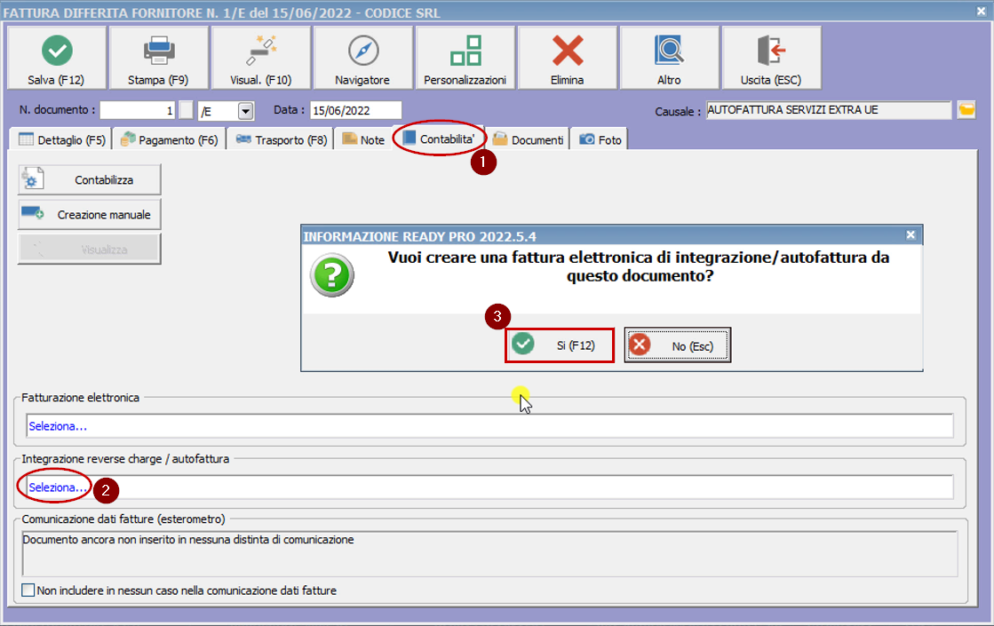 Esempio di creazione autofattura reverse charge elettronica - Ready Pro ...