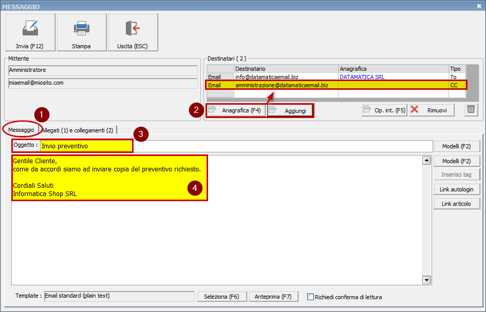 Esempio di invio di un preventivo tramite email - Ready Pro - Manuale ...
