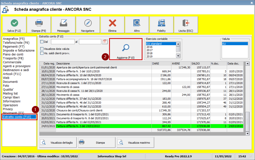 Estratto conto - Ready Pro - Manuale utente