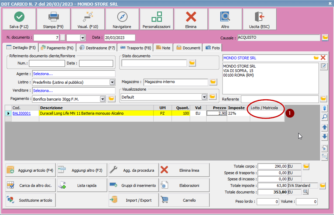 Gestire i lotti con data di scadenza sui documenti di carico e scarico magazzino - Ready Pro ...