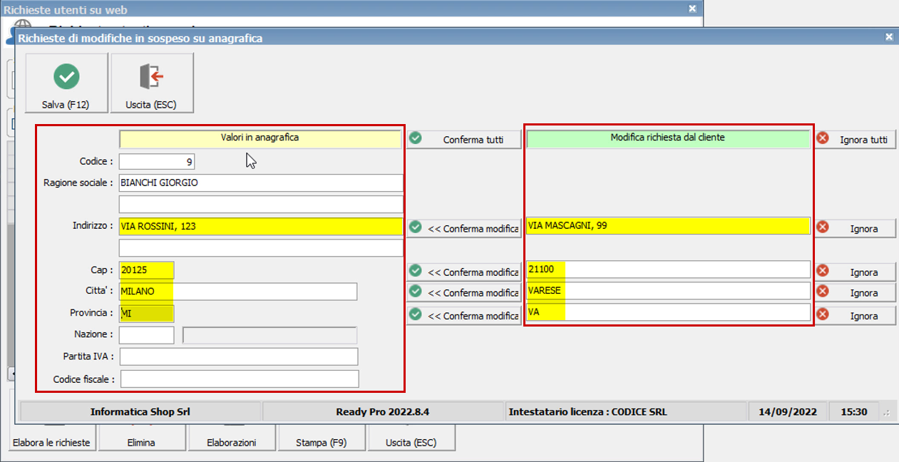 Gestire le richieste modifiche dei dati anagrafici dei clienti nel ...