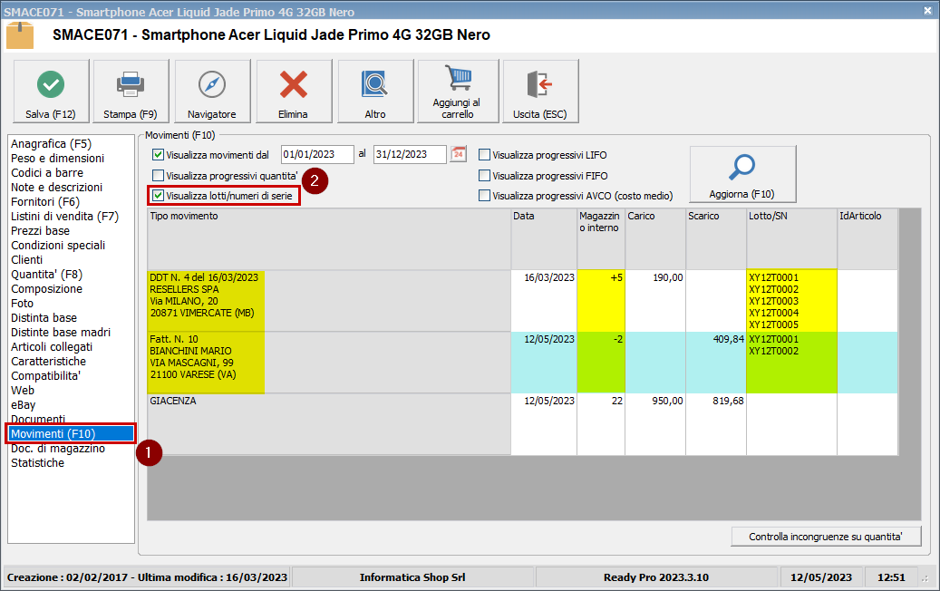 Gestire manualmente le matricole sui documenti di magazzino o di vendita - Ready Pro - Manuale ...
