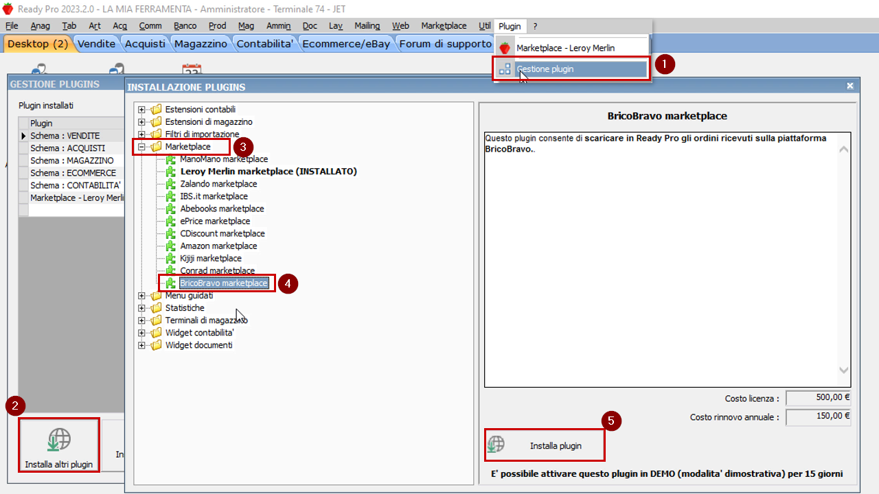 Installare e configurare il plugin marketplace BricoBravo - Ready Pro ...
