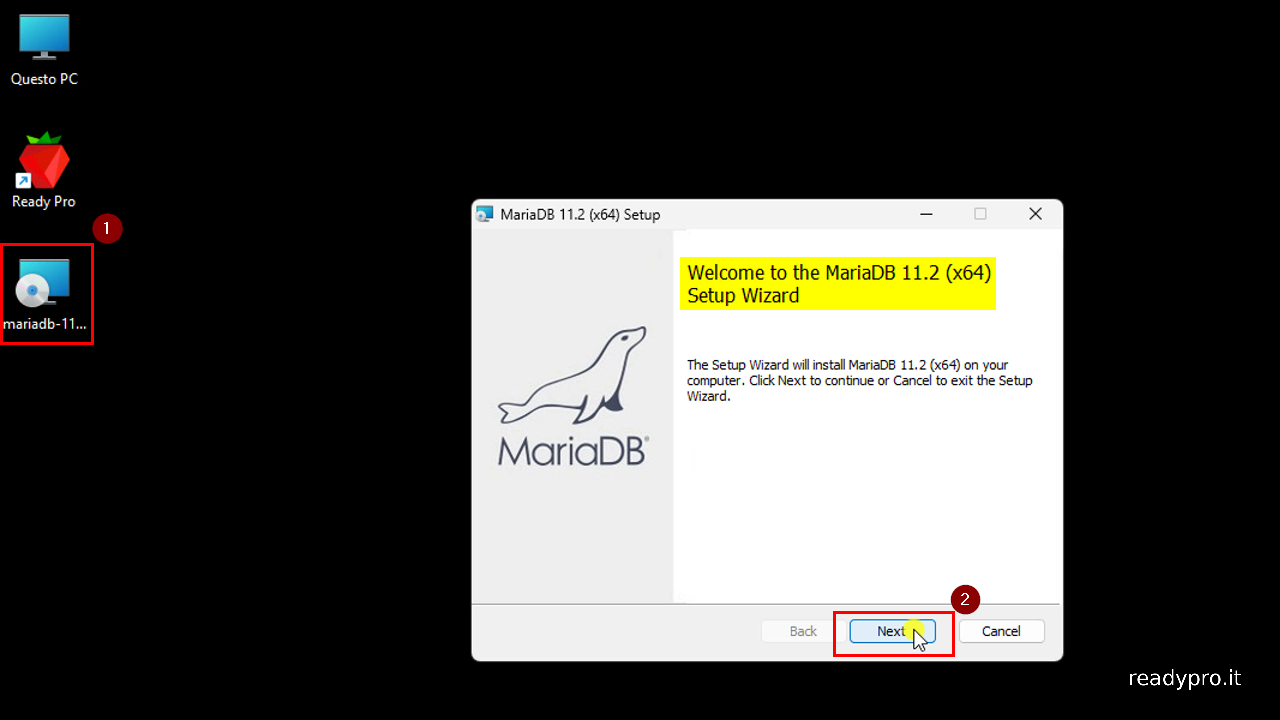 Installare il motore di database MariaDB - Ready Pro - Manuale utente