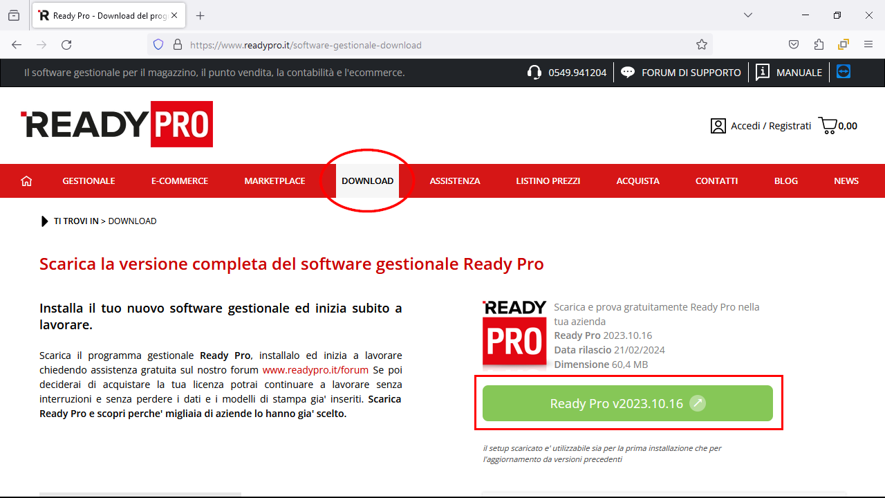 Installazione e aggiornamento - Ready Pro - Manuale utente