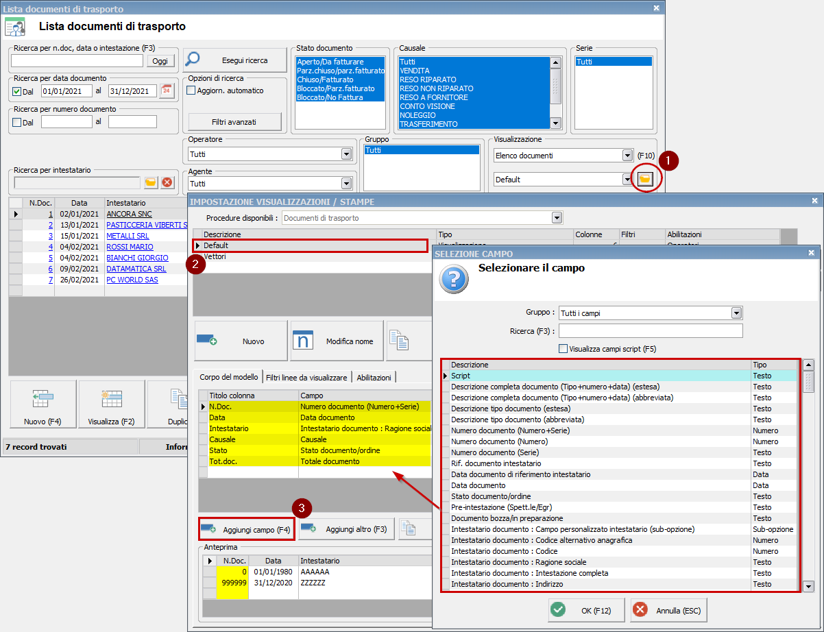 Lista documenti - Zona centrale - Ready Pro - Manuale utente