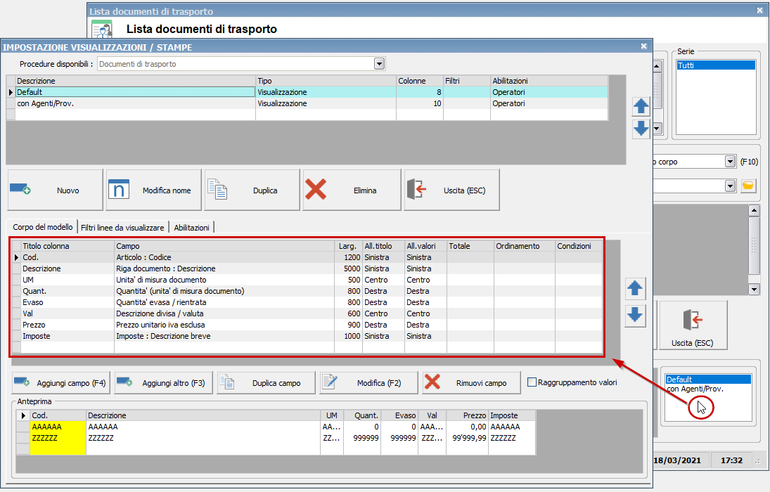 Lista documenti - Zona centrale - Ready Pro - Manuale utente