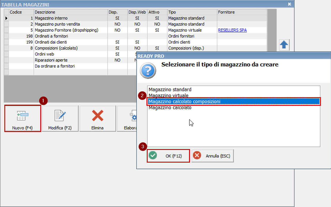 Magazzino composizioni calcolato sui magazzini di tipo DISP. WEB ...