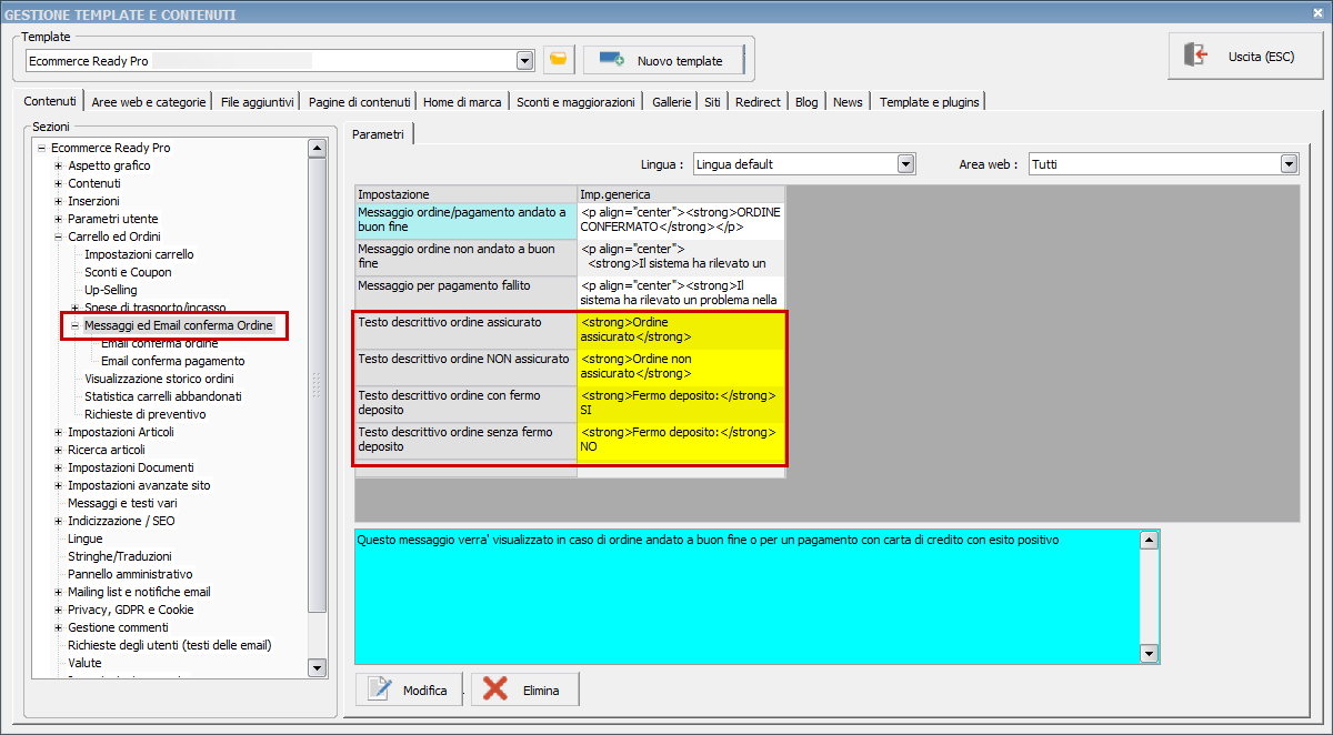 Messaggi a video di conferma ordine e pagamento - Ready Pro - Manuale ...