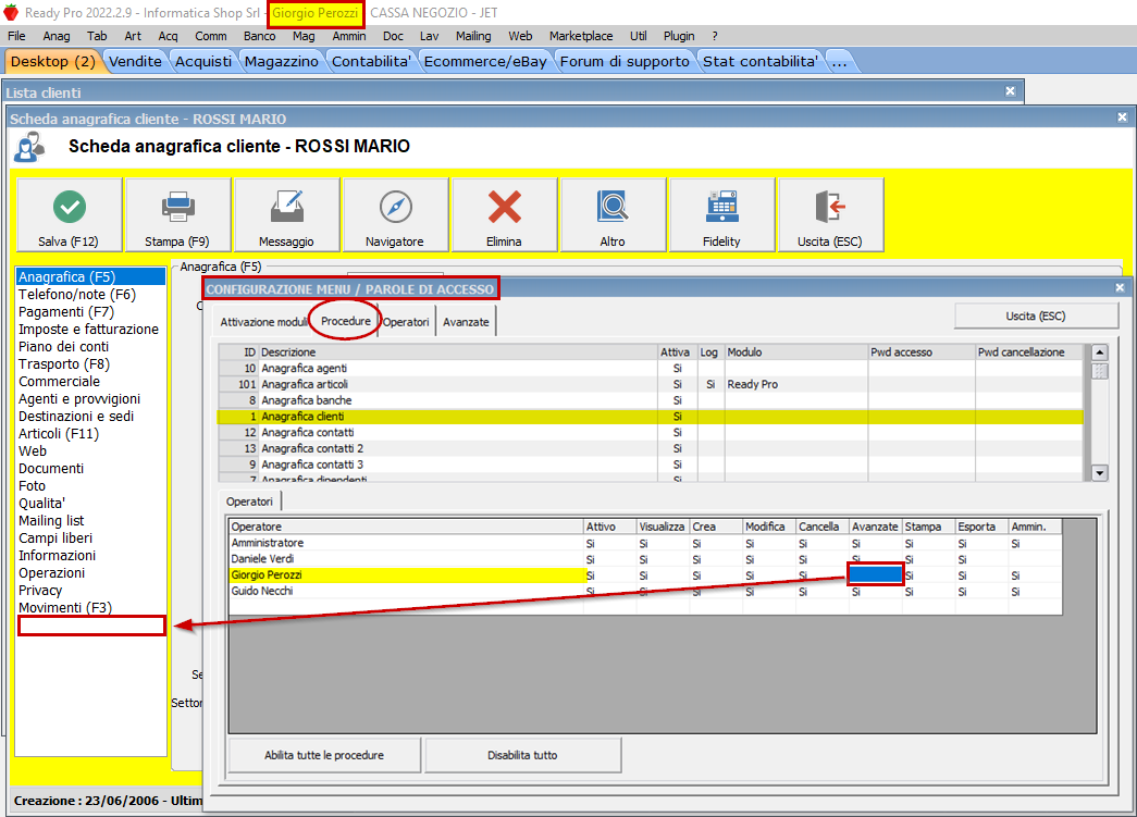Nascondere la sezione ESTRATTO CONTO dall'anagrafica clienti/fornitori ...
