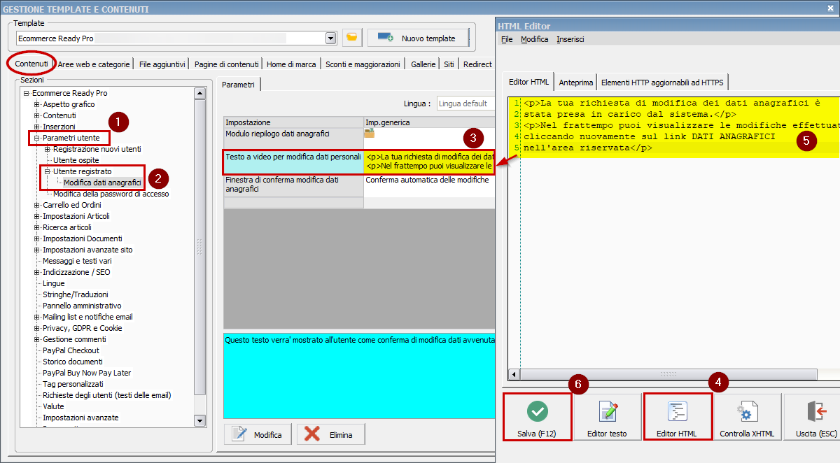 Personalizzare il modulo di riepilogo dati dell'utente registrato - Ready Pro - Manuale utente