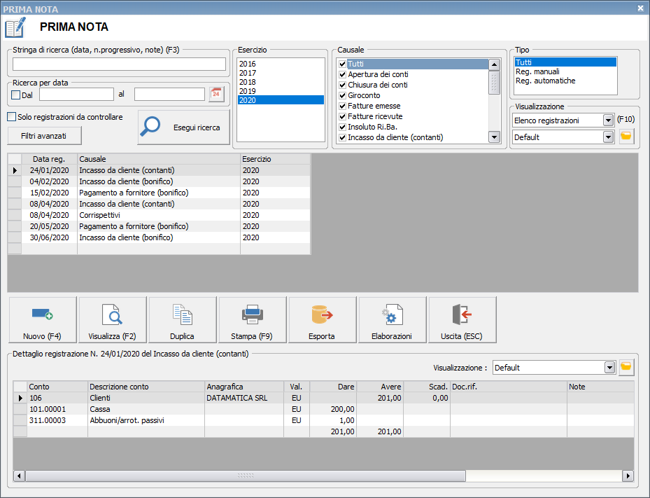 Prima nota - Ready Pro - Manuale utente
