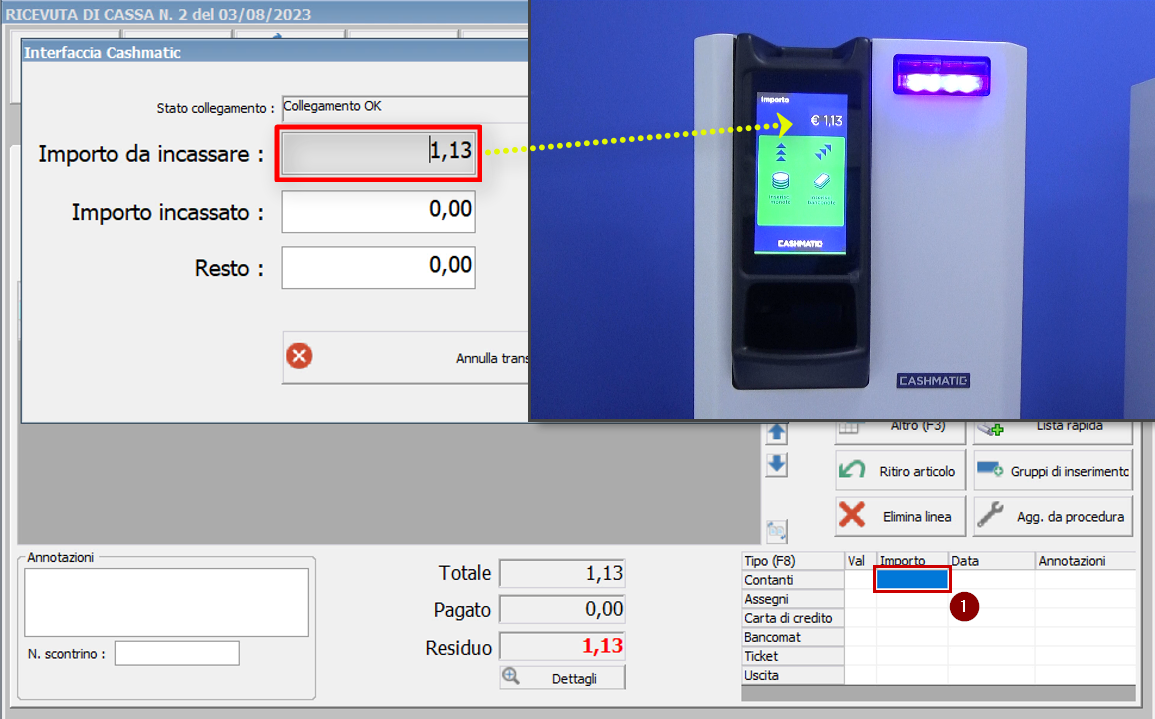 Utilizzare la cassa automatica Cashmatic - Ready Pro - Manuale utente