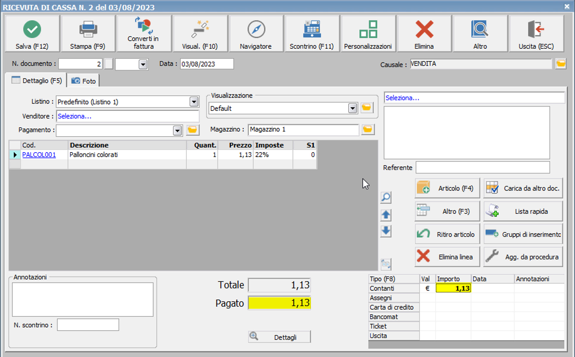 Utilizzare la cassa automatica Cashmatic - Ready Pro - Manuale utente